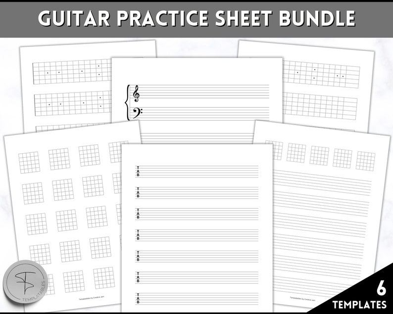 Printable Guitar Practice Sheet BUNDLE Guitar Chord Sheets - Etsy