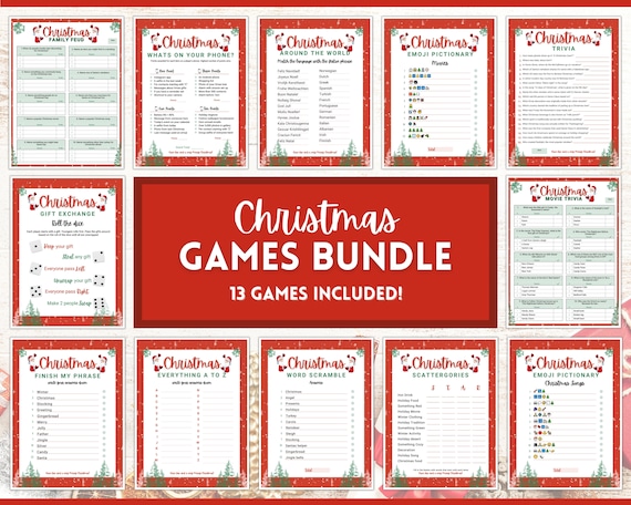 Holiday Party Games BUNDLE 13 Christmas Game Printables Fun | Etsy