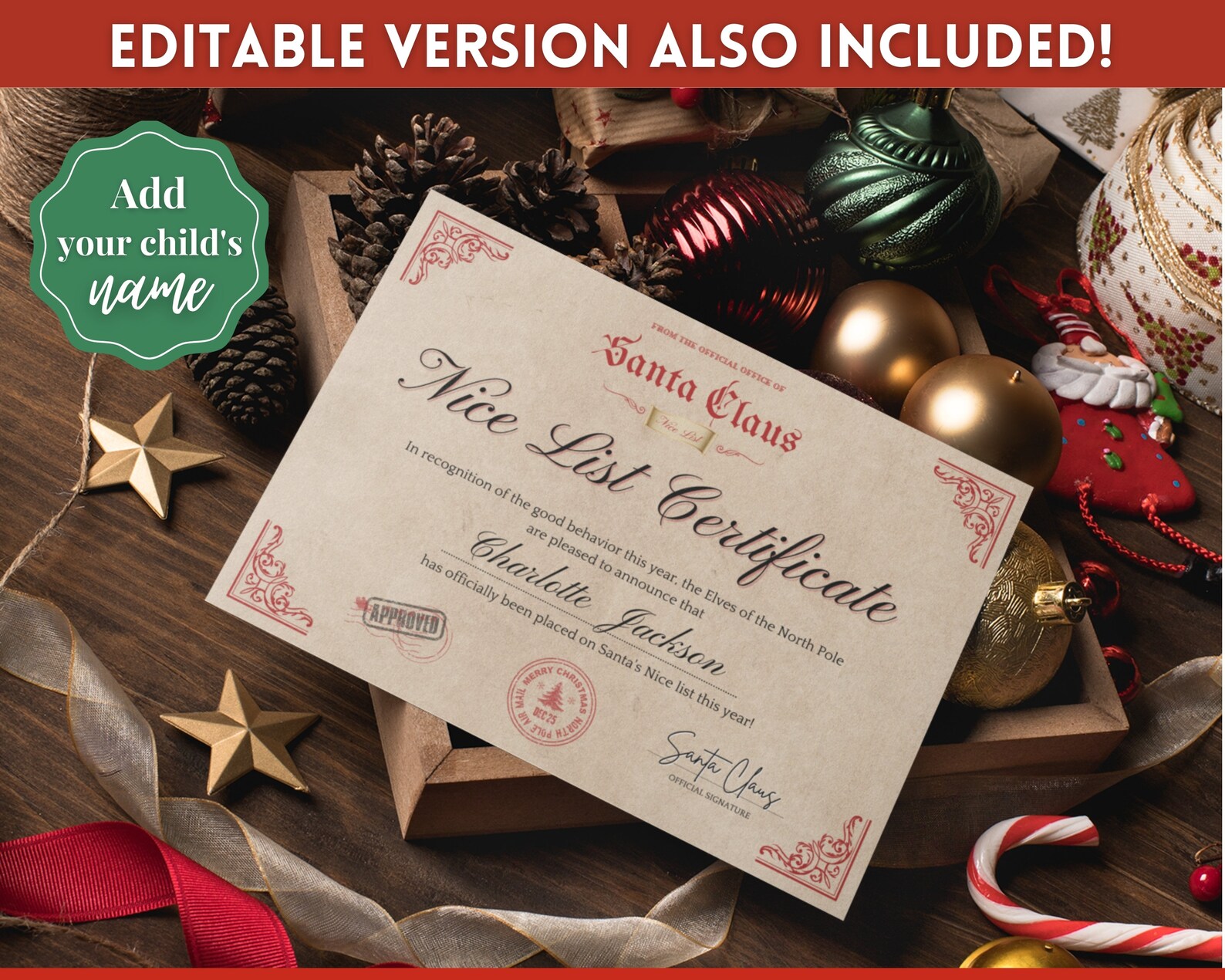 Nice List Certificate Editable Christmas Certificate - Etsy UK