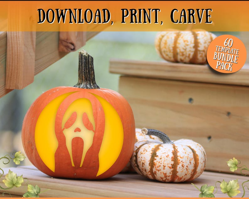Pumpkin Stencil BUNDLE, 60+ Printable Pumpkin Carving Stencils for ...