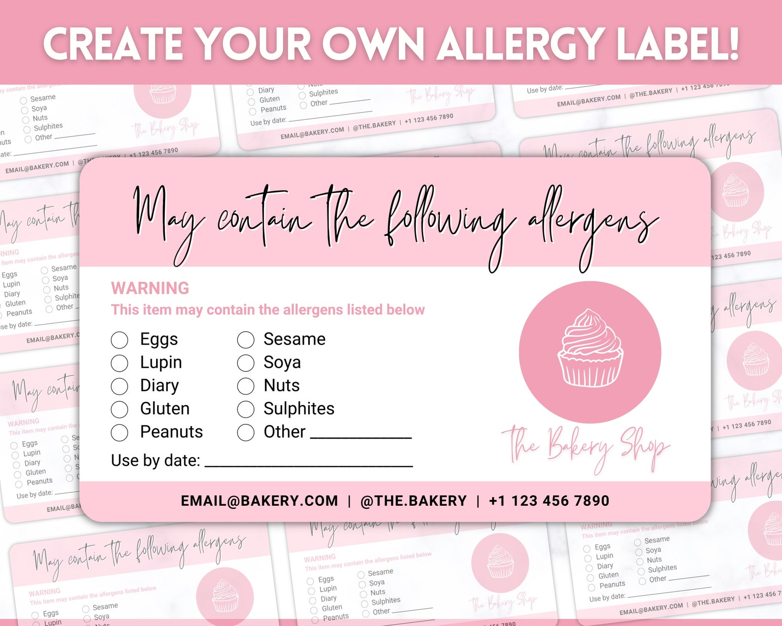 Allergen Label Template, Editable Allergy Label, Allergy Information ...