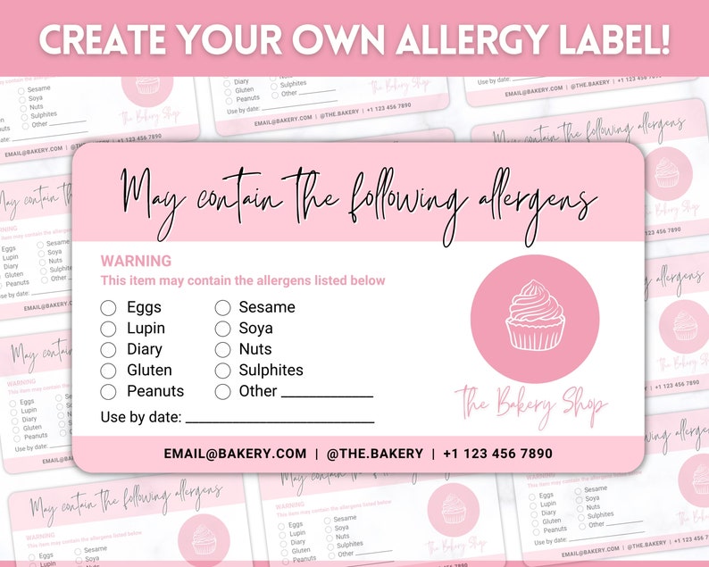 Allergen Label Template, Editable Allergy Label, Allergy Information ...