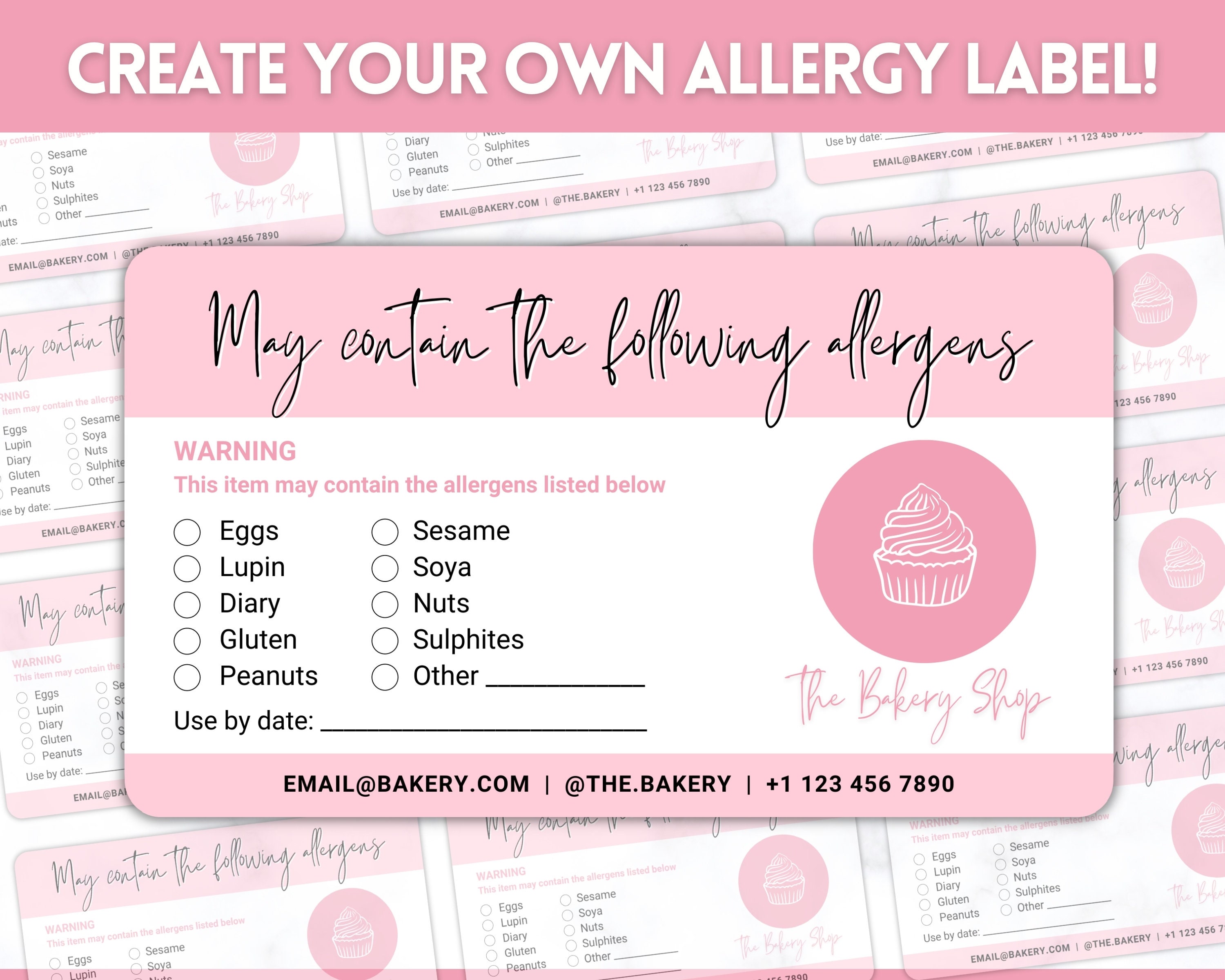 Allergen Label Template, Editable Allergy Label, Allergy Information ...