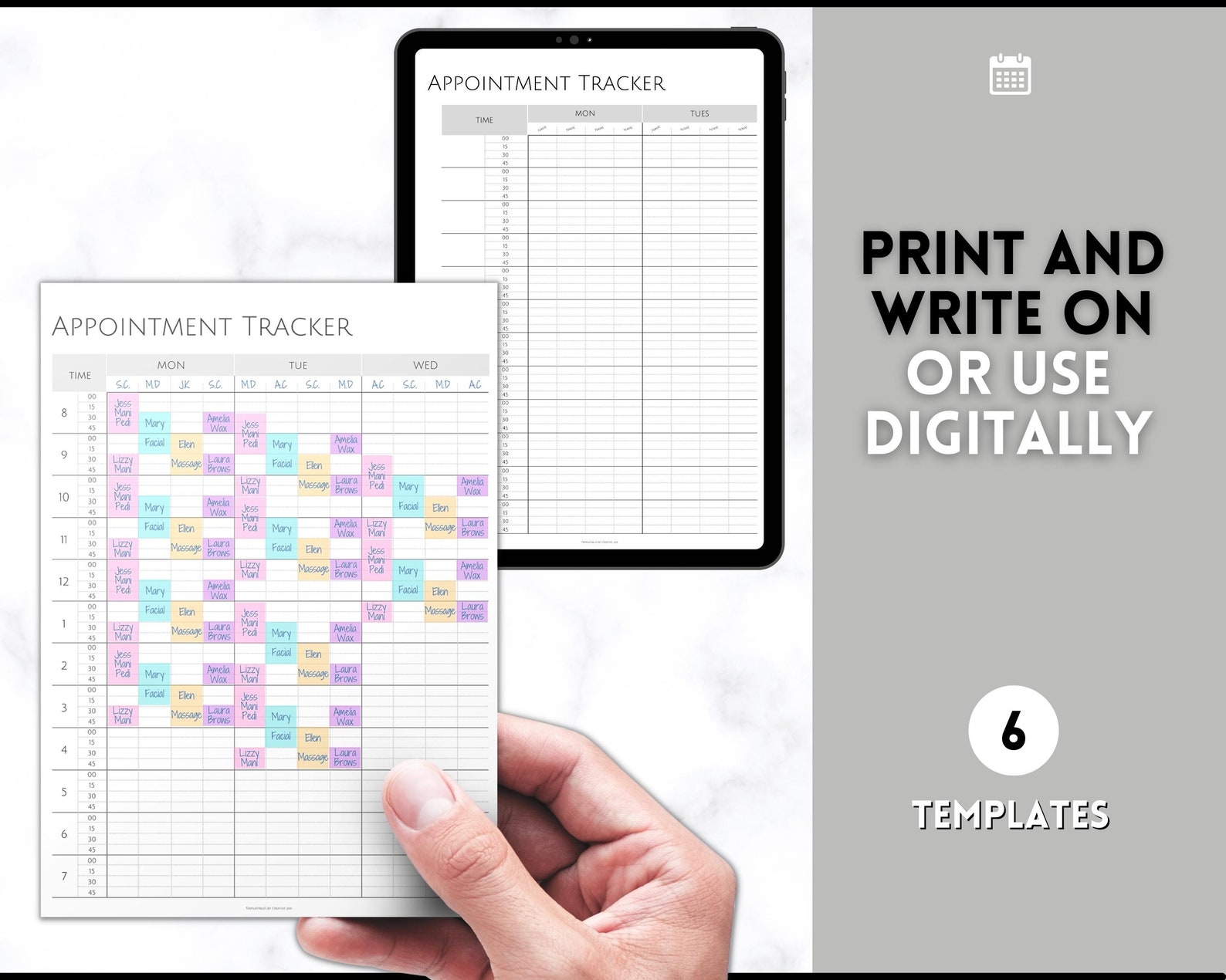 Appointment Tracker Printable 15 Minute Salon Planner - Etsy