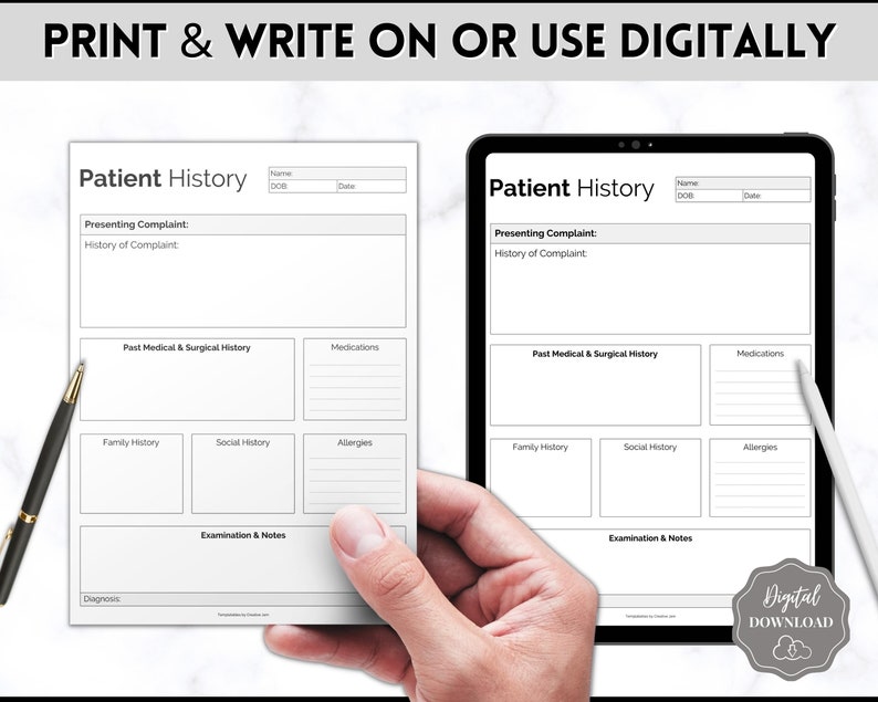 Patient History Sheet Printable Medical History Patient - Etsy