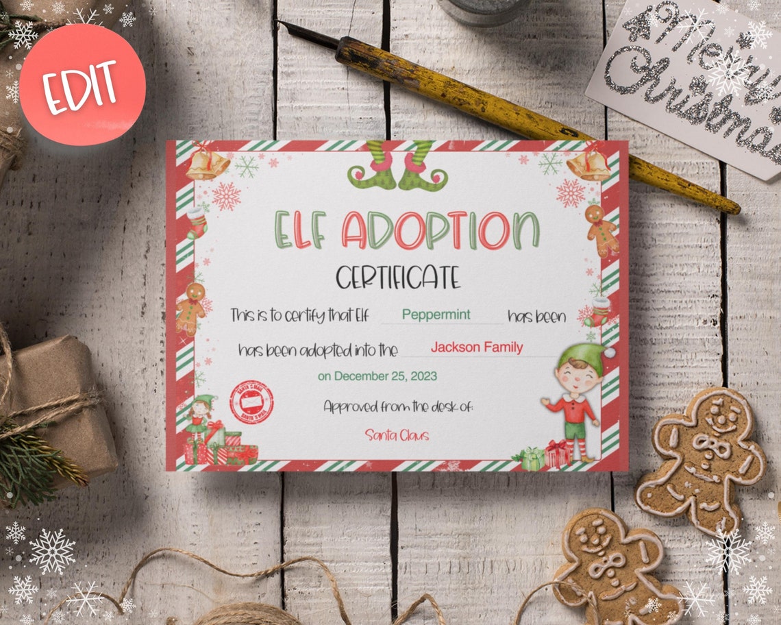 EDITABLE Elf Adoption Certificate, Elf Welcome Kit, Elf Arrival Letter ...
