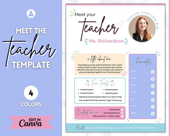 Meet the Teacher Template Editable Meet Your Teacher - Etsy