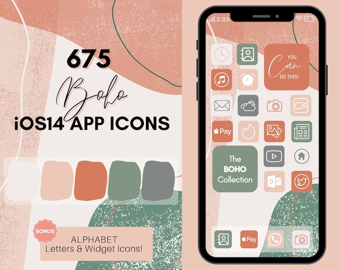 Boho Aesthetic iPhone App Icons, Boho Ios 14 App Icon Pack, Neutral ...