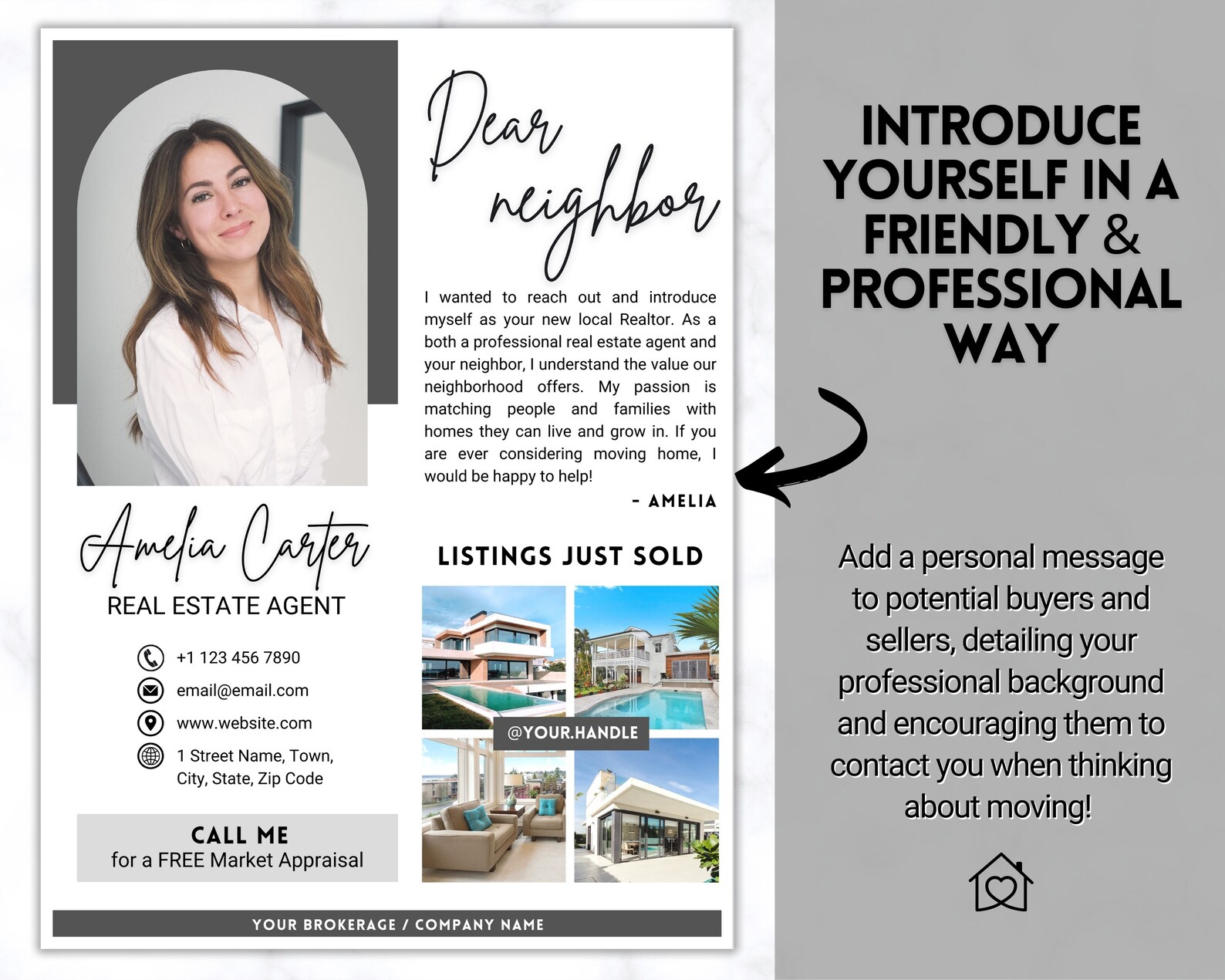 Real Estate Agent Letter Realtor Introduction Template New - Etsy UK