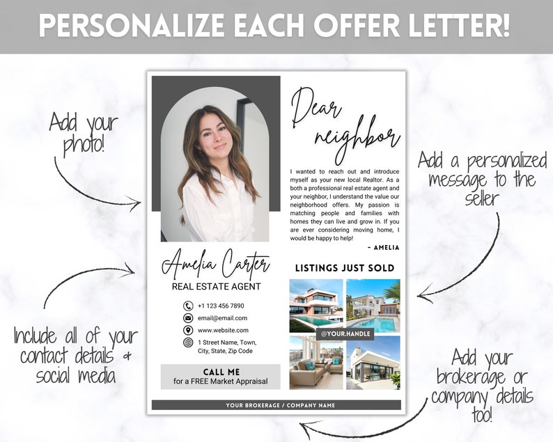 Real Estate Agent Letter Realtor Introduction Template New - Etsy UK