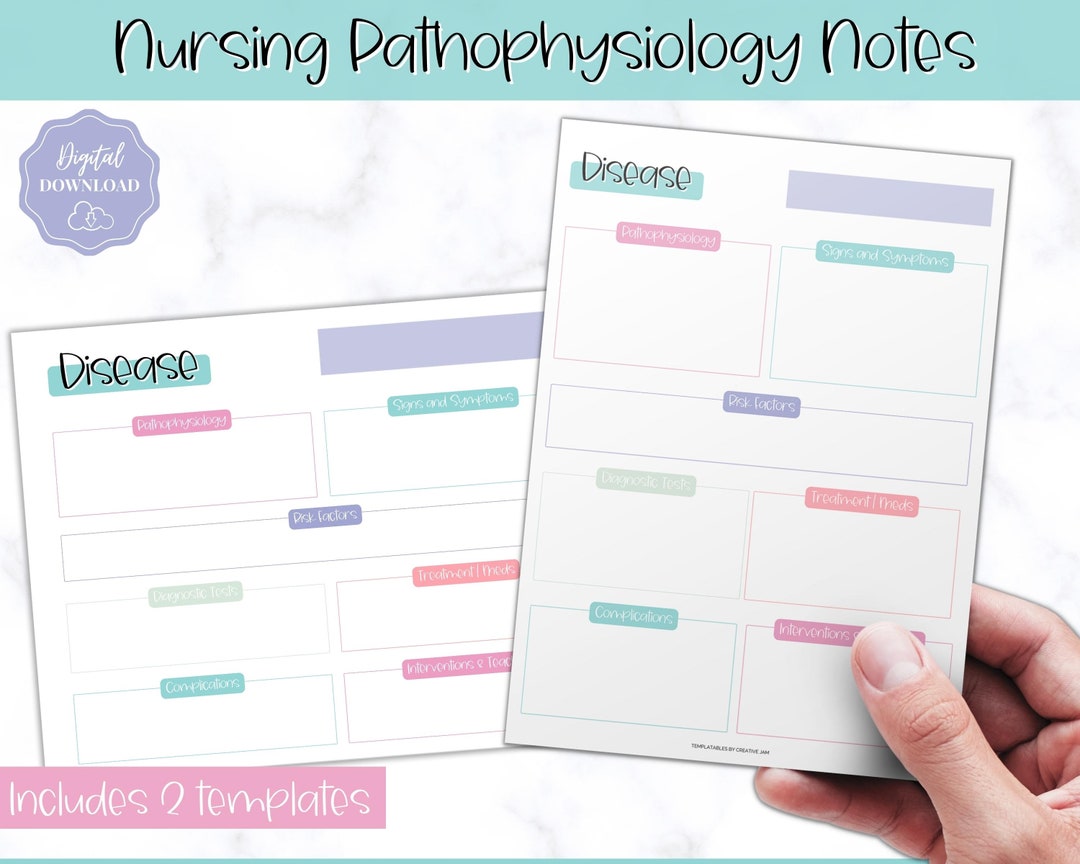 Nursing Patho Disease Template, Pathophysiology, Nurse Study Guide ...