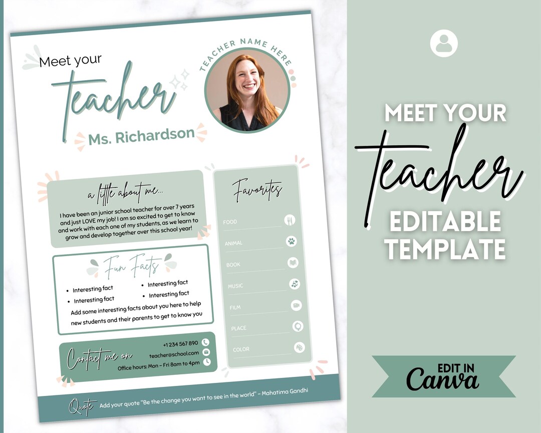EDITABLE Meet the Teacher Template, Meet Your Teacher Introduction ...