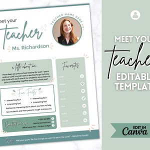 EDITABLE Meet the Teacher Template, Meet Your Teacher Introduction ...
