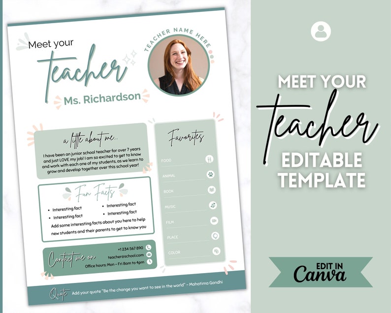 EDITABLE Meet the Teacher Template Meet Your Teacher - Etsy