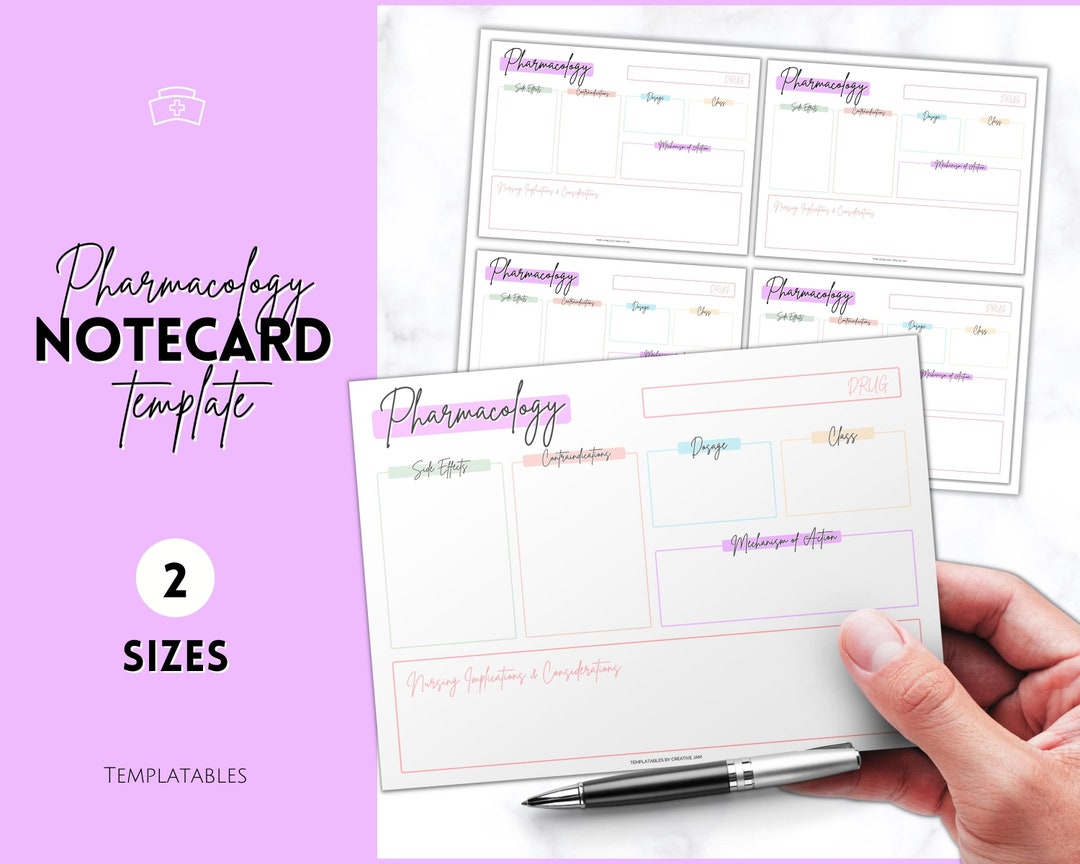 Pharmacology Drug Card Template, Nursing Printable, Nursing Notes ...