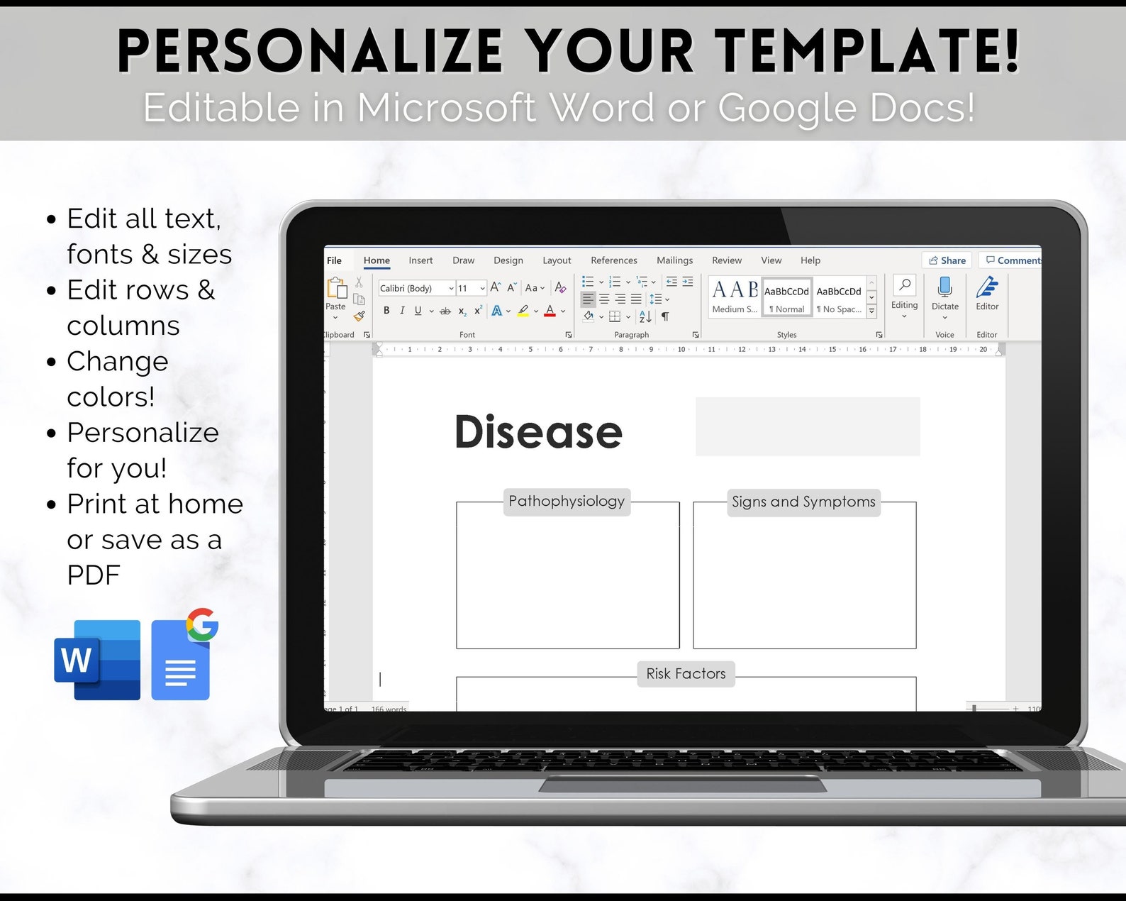 EDITABLE Nursing Patho Disease Template, Pathophysiology, Nurse Study ...