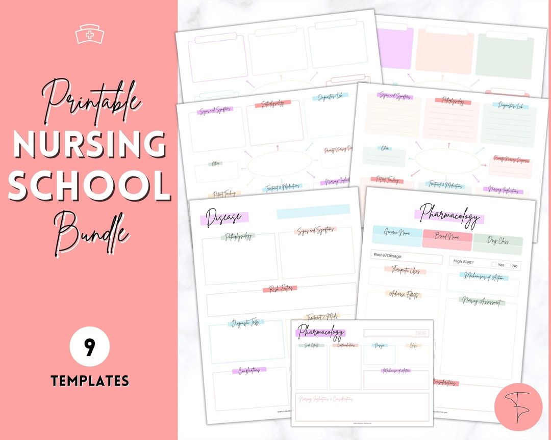 Nursing Notes BUNDLE, Printable Nurse Student Study Guide, Concept Map ...
