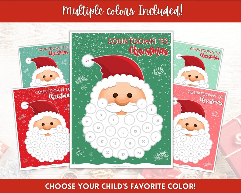 Santa Christmas Countdown Countdown to Christmas Printable - Etsy
