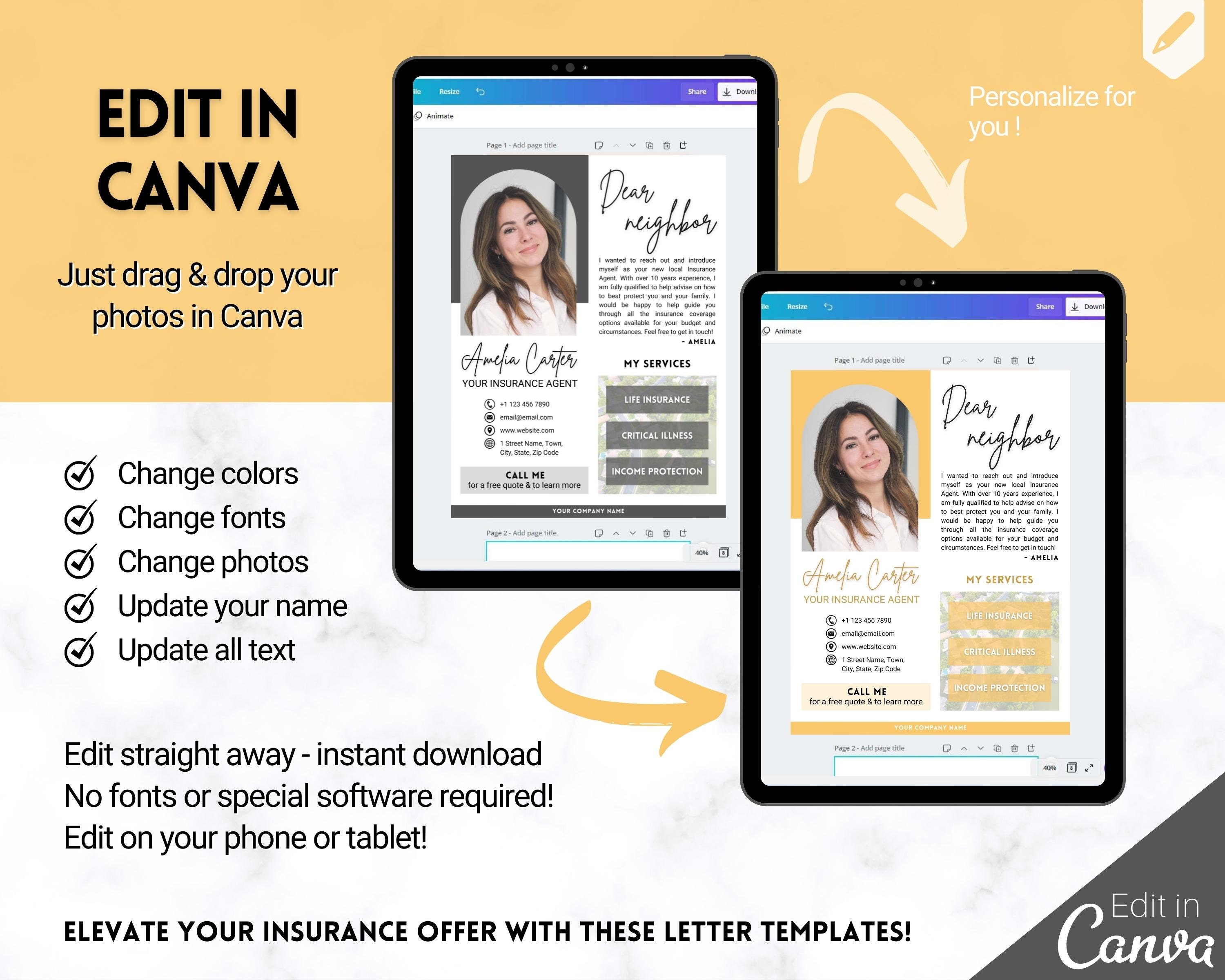 Insurance Broker Introduction Flyer Template Life Insurance - Etsy