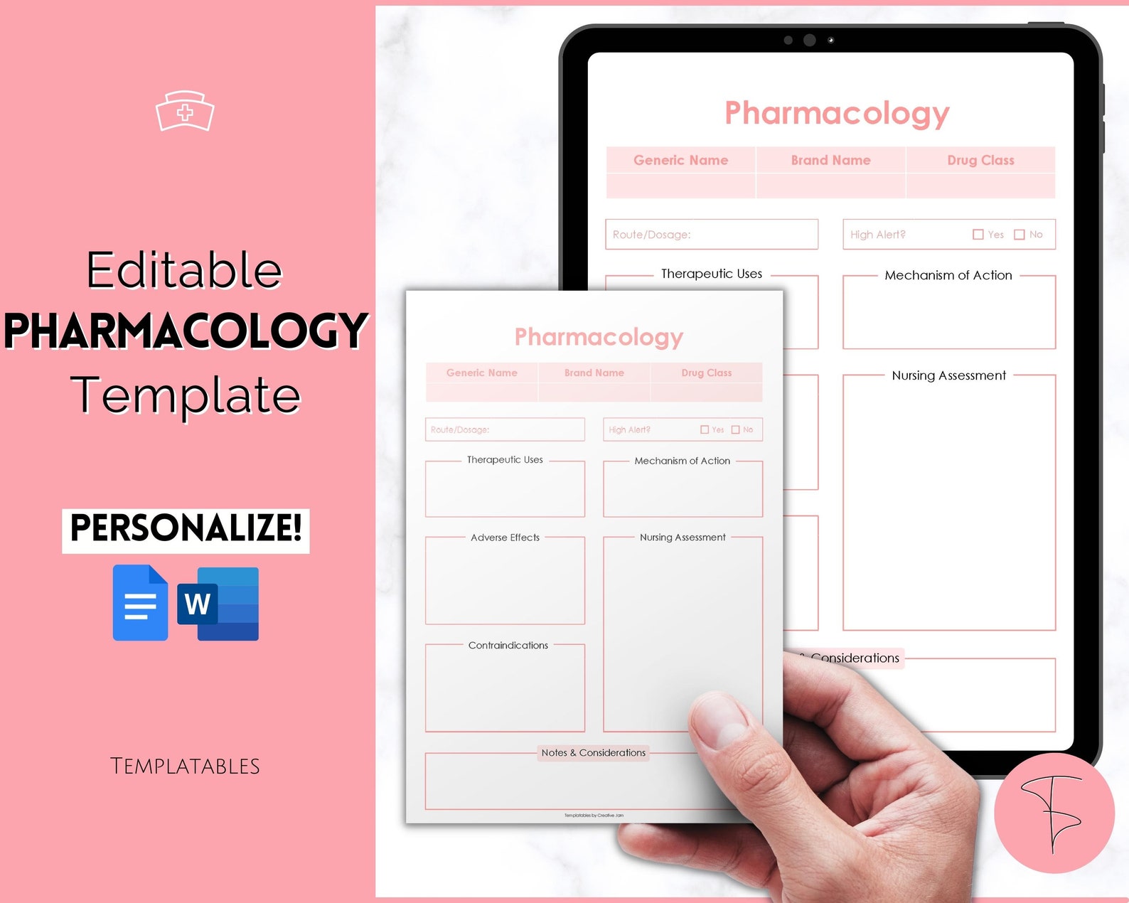 EDITABLE Nursing Pharmacology Template, Nursing Notes, Nursing School ...