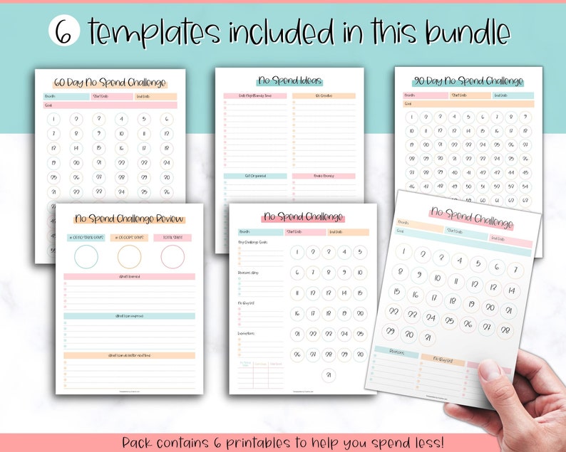 Printable No Spend Challenge BUNDLE Savings Challenge 30 Day - Etsy