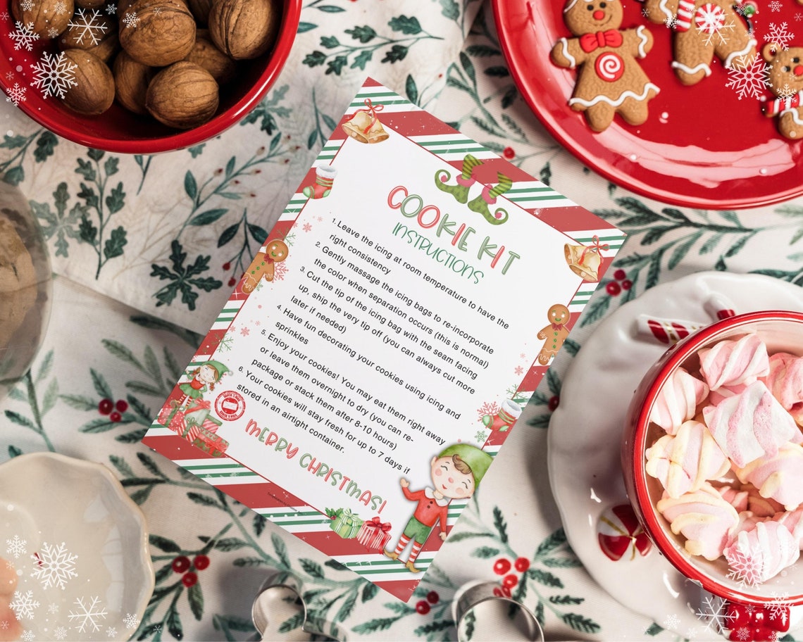 Christmas DIY Cookie Kit Instructions Card, EDITABLE Cookie ...