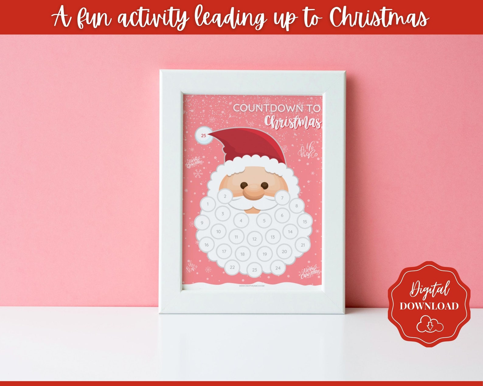 Santa Christmas Countdown Countdown to Christmas Printable - Etsy