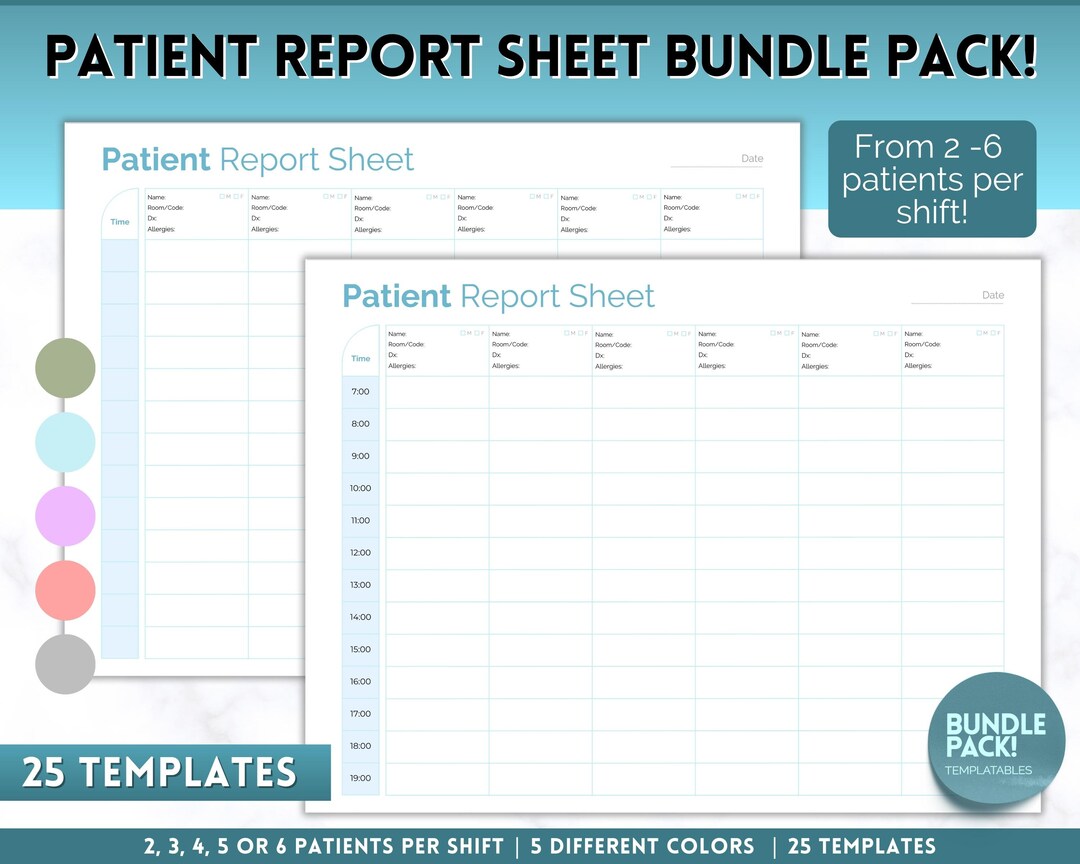 Nurse SHIFT Report Sheet Bundle, 5 Colors, Nurse Brain, ICU Nurse ...