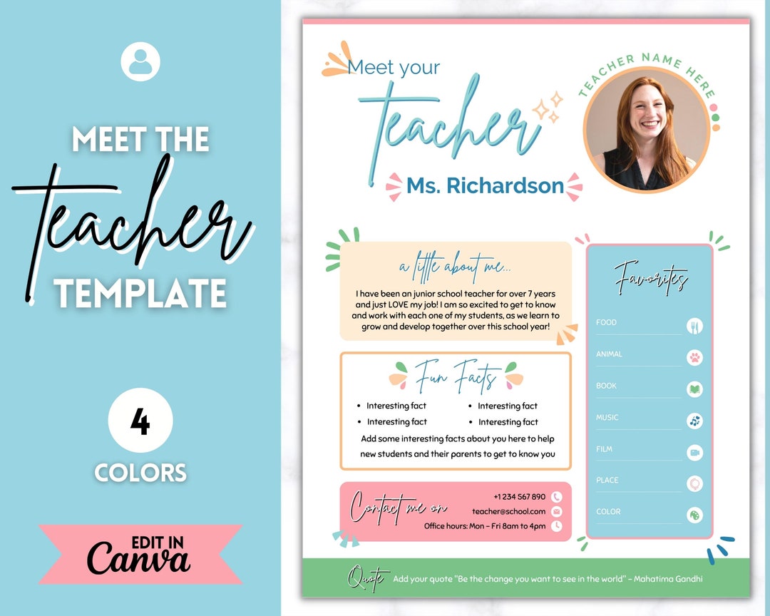 Meet the Teacher Template, Editable Meet Your Teacher Introduction ...