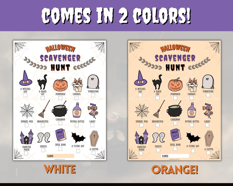 Kids Halloween Scavenger Hunt, Printable Party Game, Halloween ...