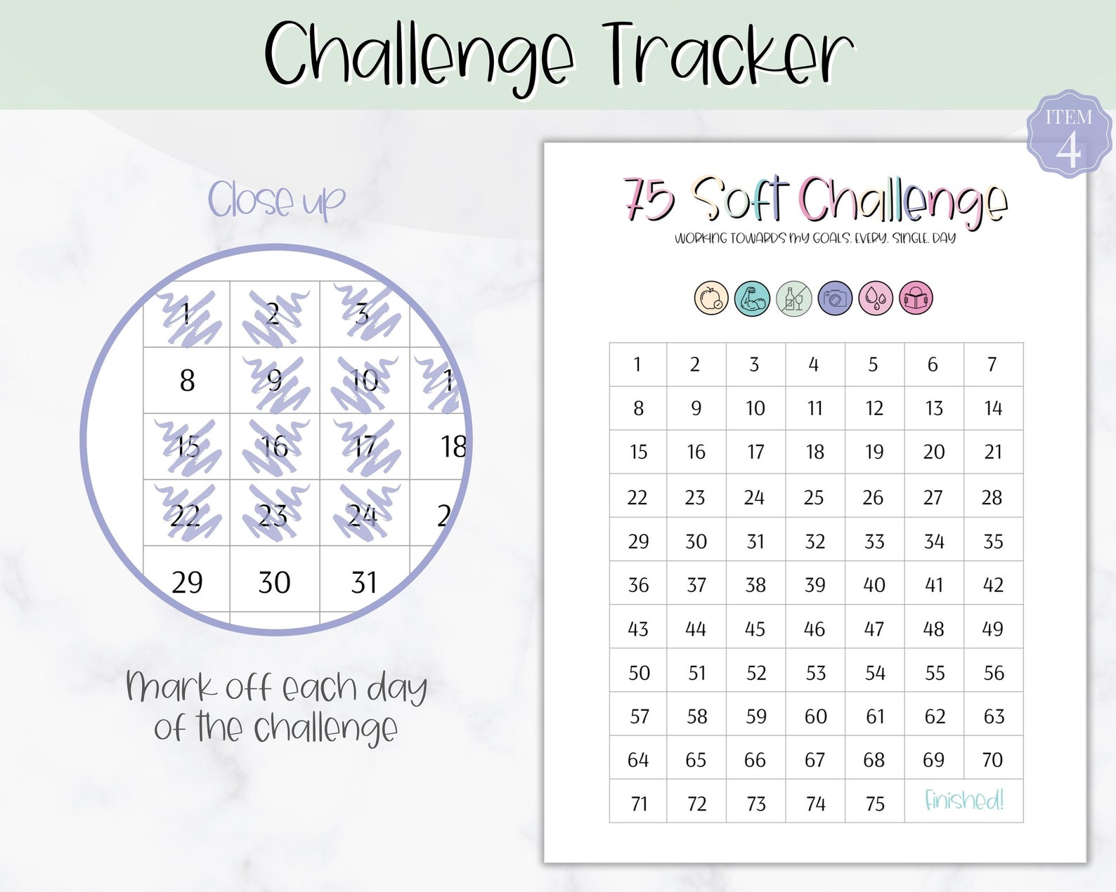 EDITABLE 75 SOFT Challenge Tracker 75soft Printable 75soft - Etsy