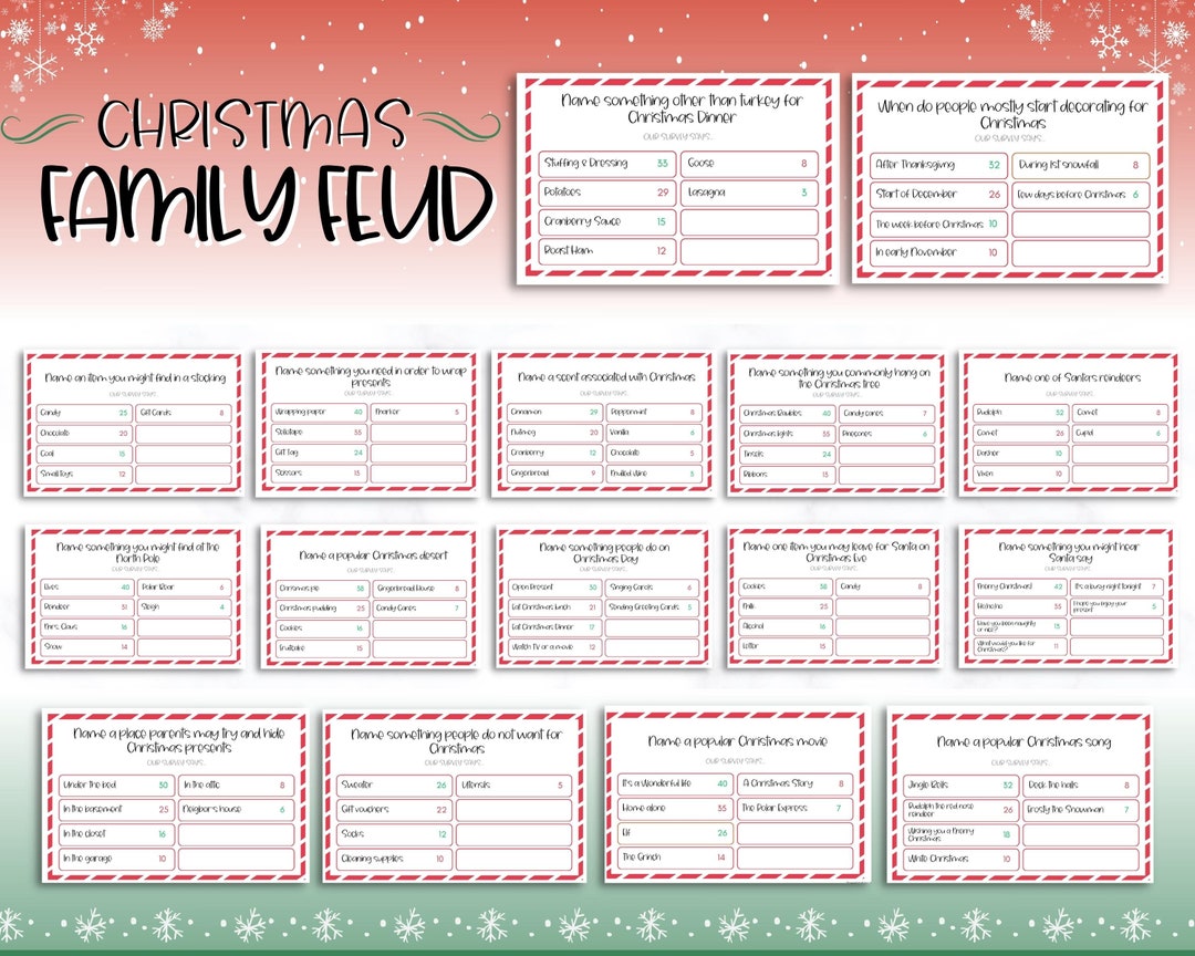 Christmas Family Feud Game! Holiday Family Quiz Game, Printable Xmas ...