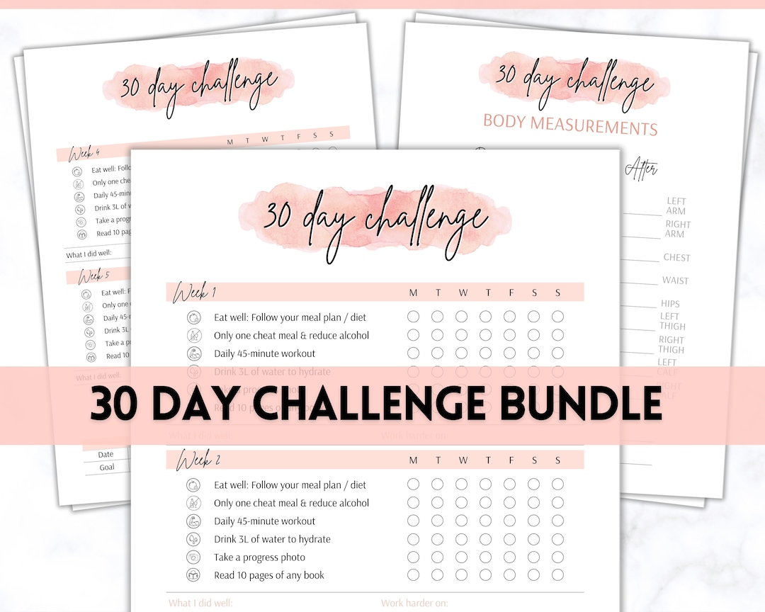30 Day Challenge Tracker, EDITABLE 30 Day Habit Tracker Printable ...