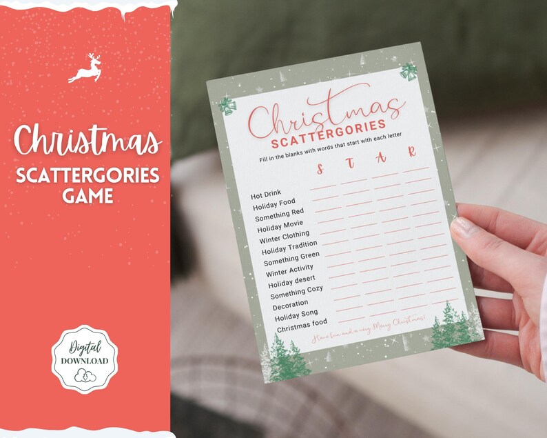 Christmas Scattergories Game! Holiday Game Printables, Xmas Party Game ...