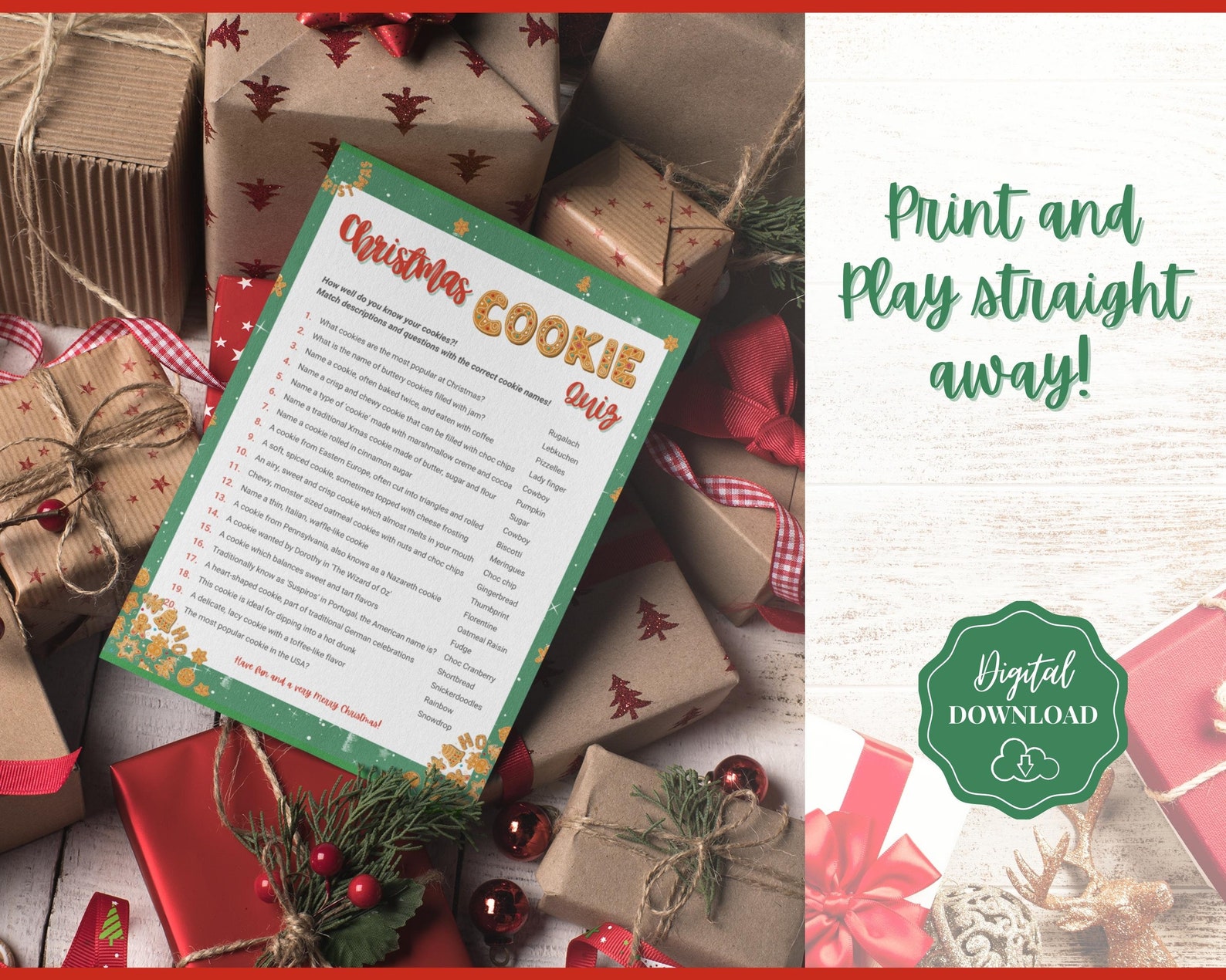 Cookie Game Christmas Printable! Guess the Cookie Christmas Game, Xmas ...