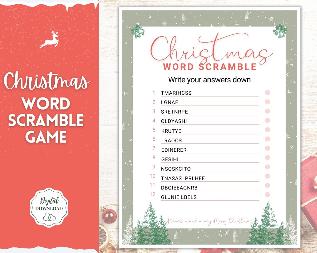 Holiday Word Scramble! Christmas Game Printables, Xmas Party Game, Fun ...