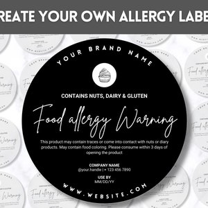 EDITABLE Allergy Label Template, Allergen Label, Allergy Information ...