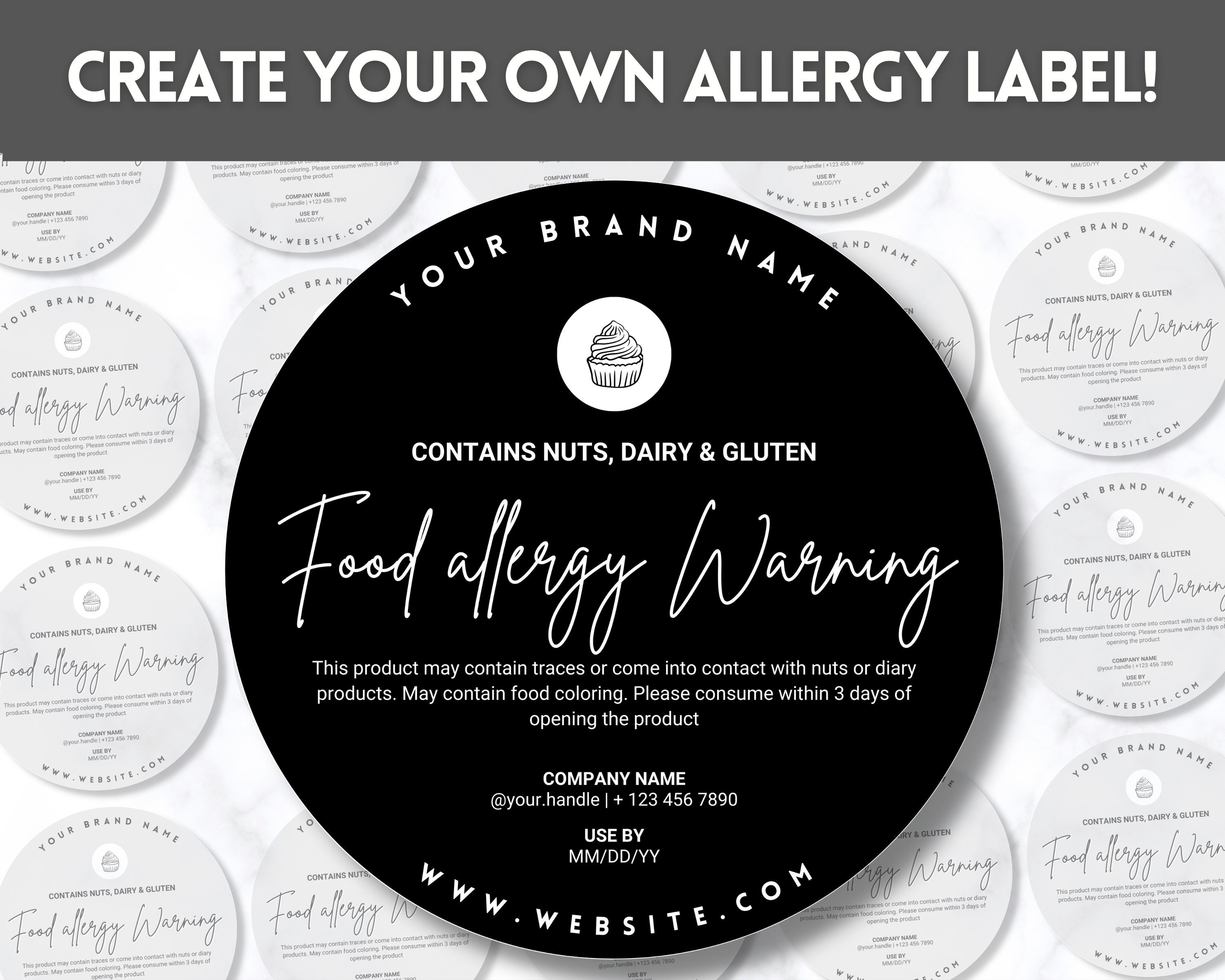 EDITABLE Allergy Label Template Allergen Label Allergy - Etsy