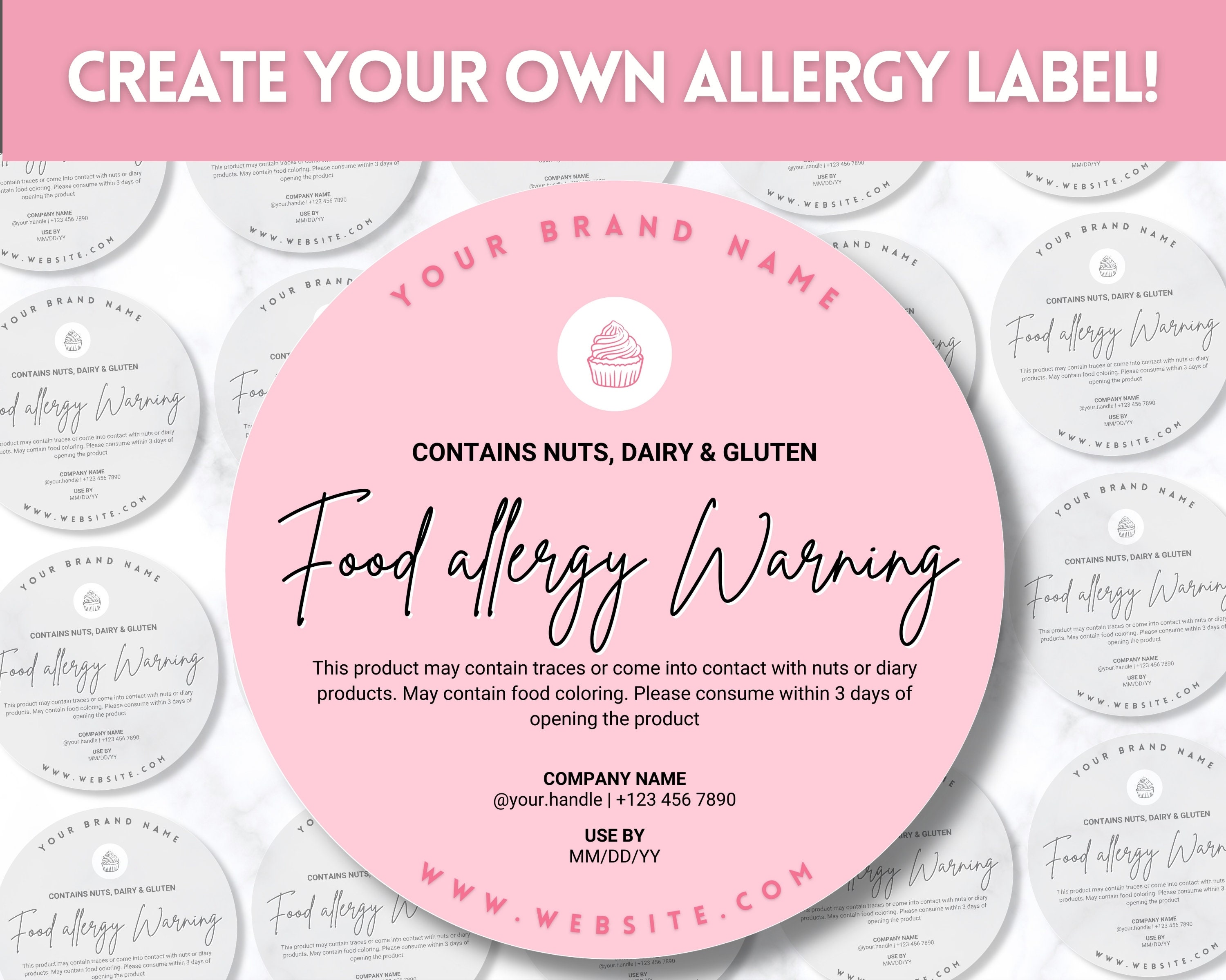 EDITABLE Allergy Label Template Allergen Label Allergy | Etsy