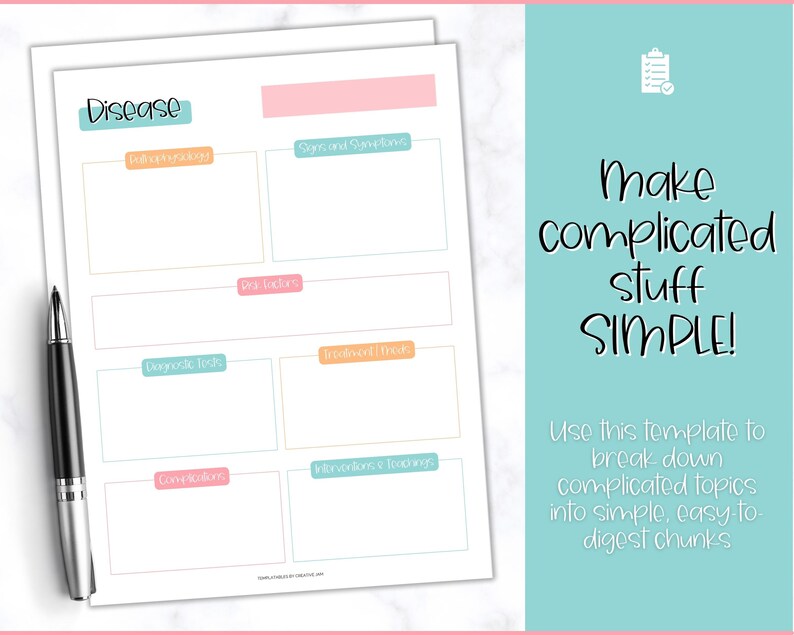 Nursing Patho Disease Template, Pathophysiology, Nurse Study Guide ...