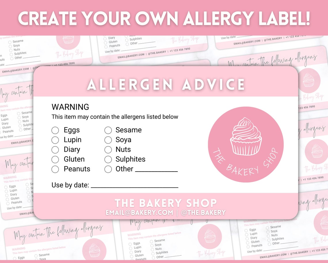Allergen Label Template, Editable Allergy Label, Allergy Information ...