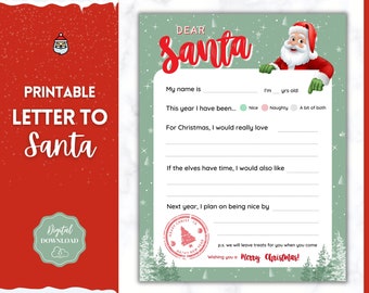 Letter to Santa Claus Christmas Wish List Christmas - Etsy