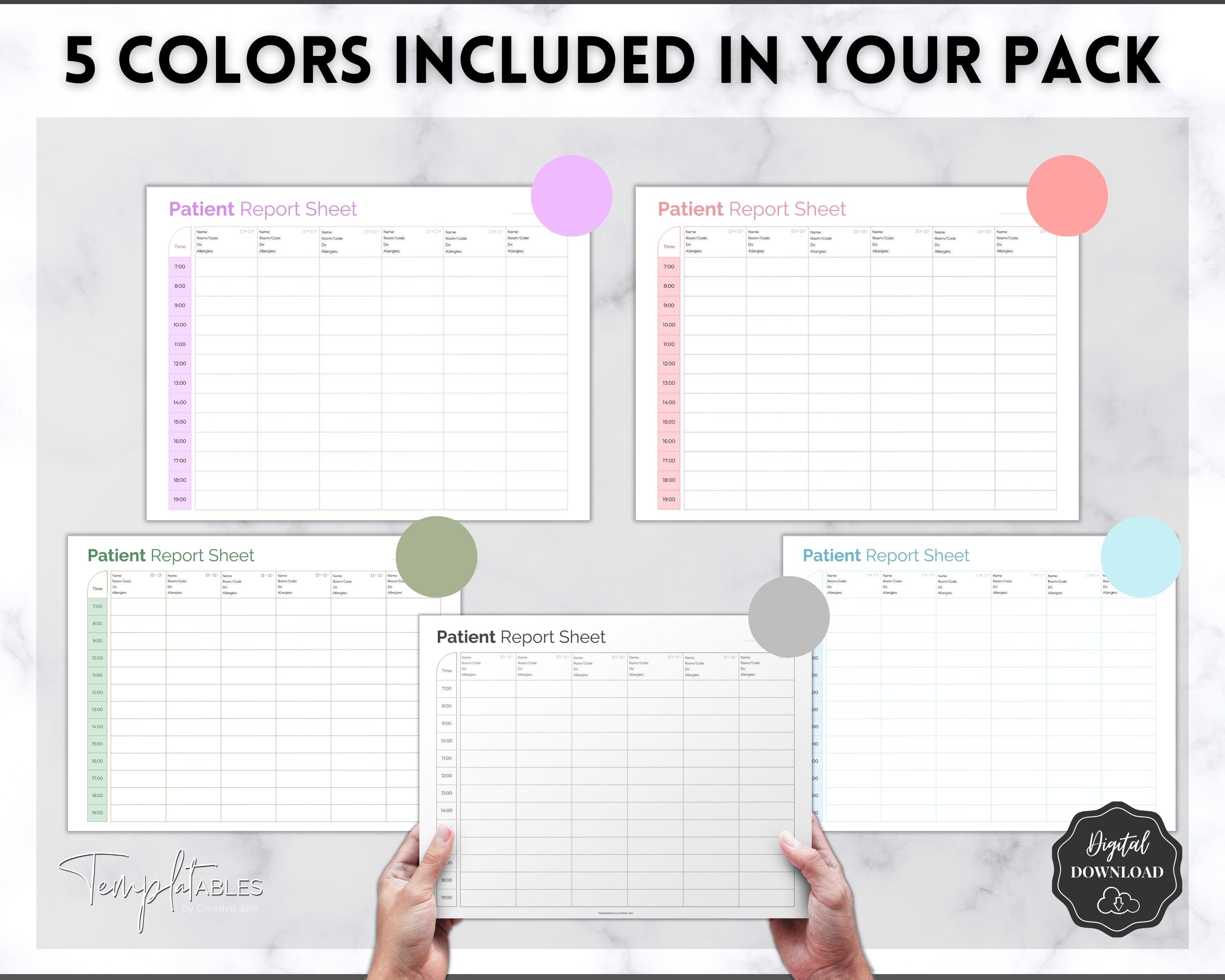 Nurse SHIFT Report Sheet Bundle, 5 Colors, Nurse Brain, ICU Nurse ...