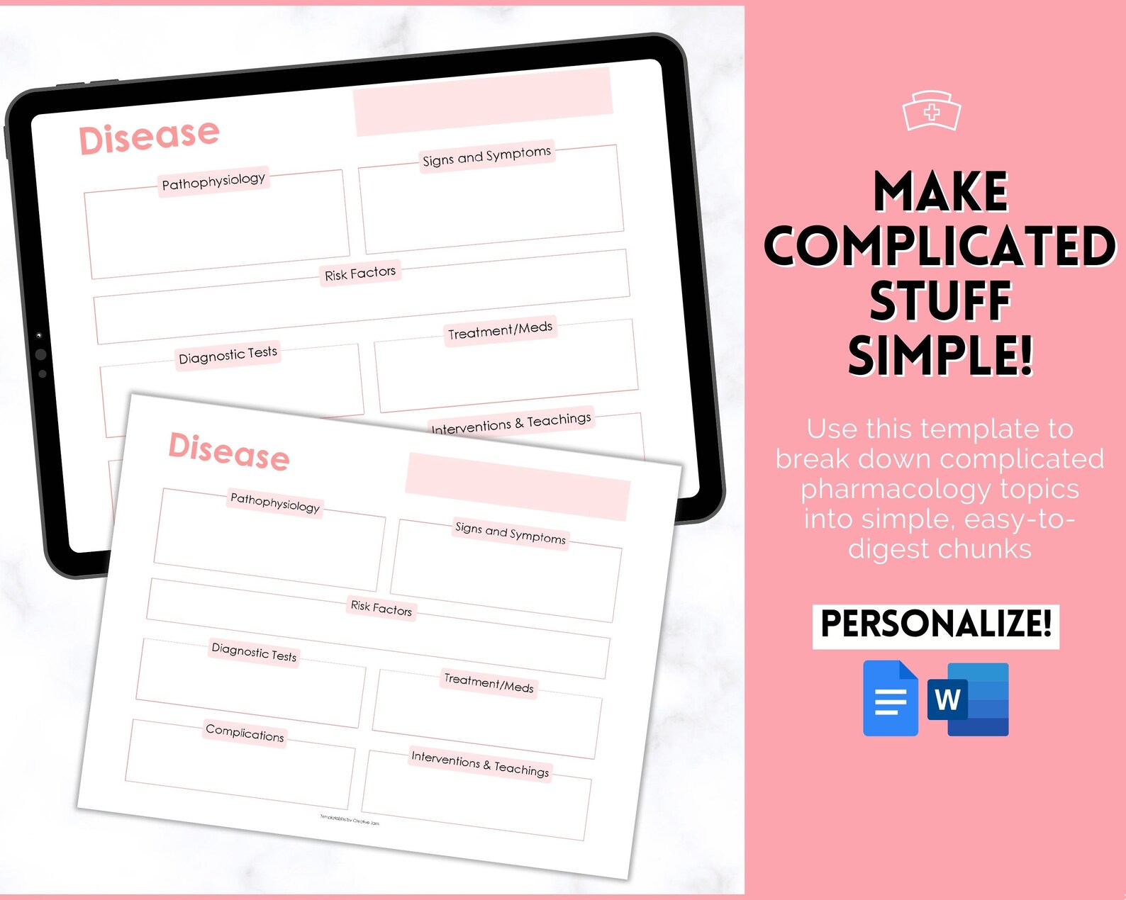 EDITABLE Nursing Patho Disease Template Pathophysiology - Etsy