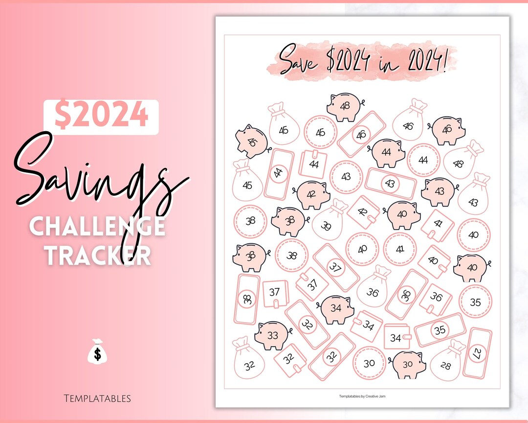 2024 Saving Tracker, 2k Savings Challenge Printable, Cash Envelopes ...