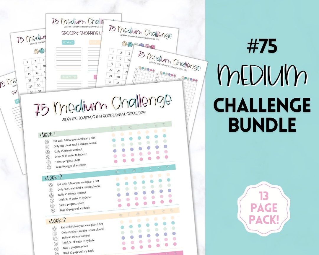 EDITABLE 75 MEDIUM Challenge Tracker, 75medium Printable, 75medium ...
