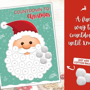Santa Christmas Countdown! Countdown to Christmas Printable, Cotton ...