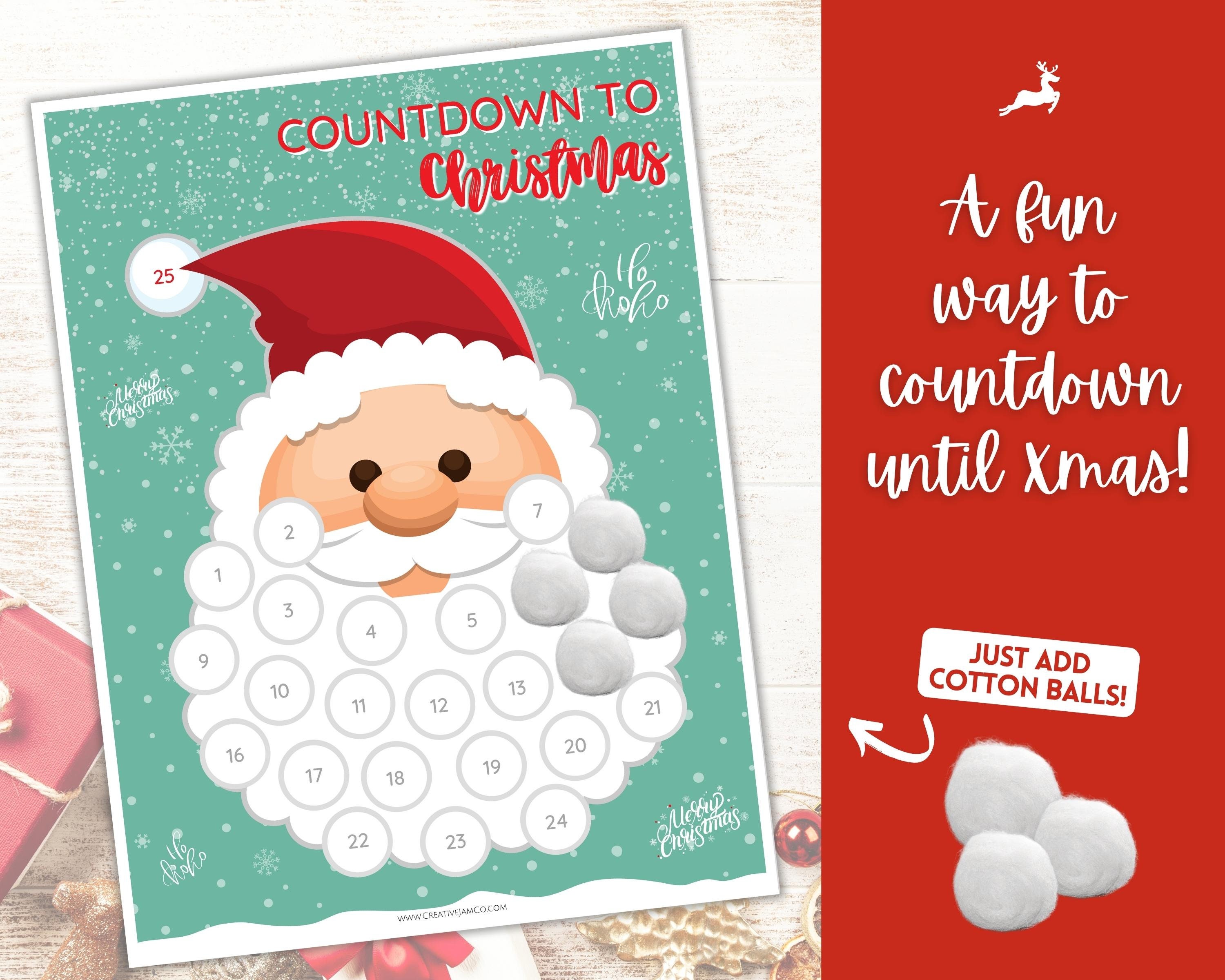 Countdown to Christmas Printable! Santa Christmas Countdown, Cotton ...