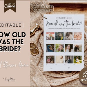 EDITABLE How Old Was the Bride Game, Bridal Shower Games, Photo ...