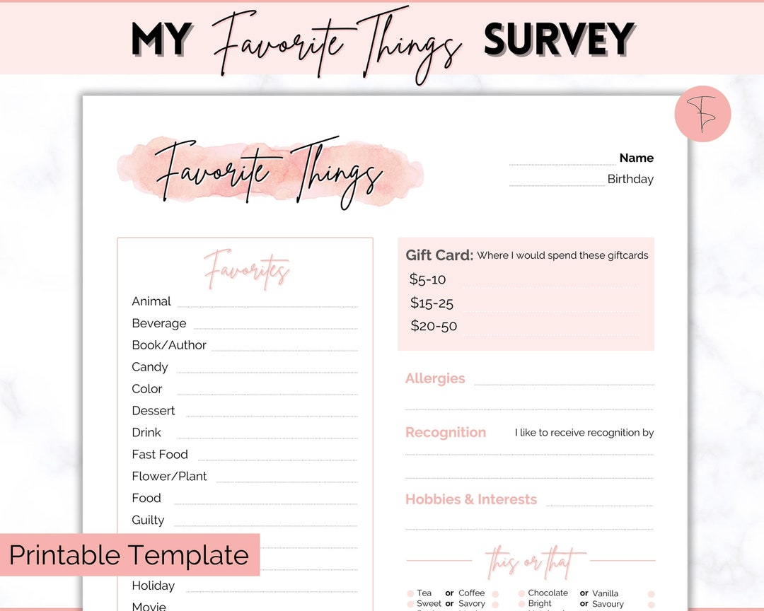 Employee Favorite Things, Get to Know You Game, Favorites List, Get to ...